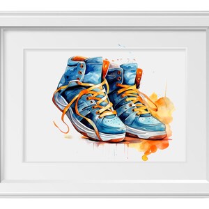 Watercolor Basketball Sneakers Clipart, Transparent Background, High ...