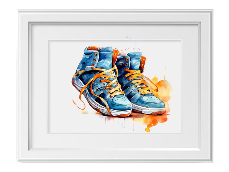 Watercolor Basketball Sneakers Clipart Transparent - Etsy