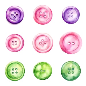 Watercolor Buttons Clipart, PNG Digital Files on Transparent Background ...