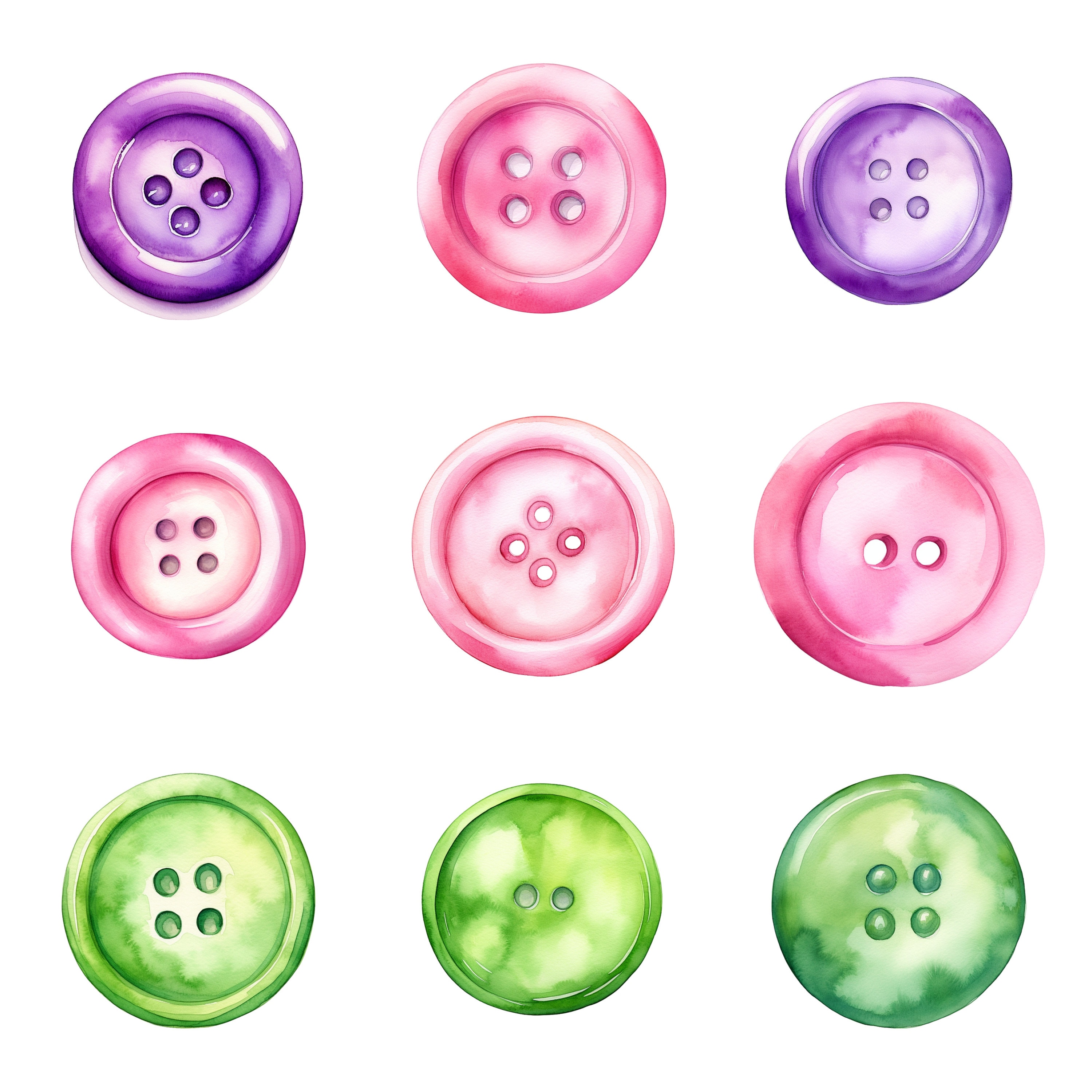 Watercolor Buttons Clipart, PNG Digital Files on Transparent Background ...