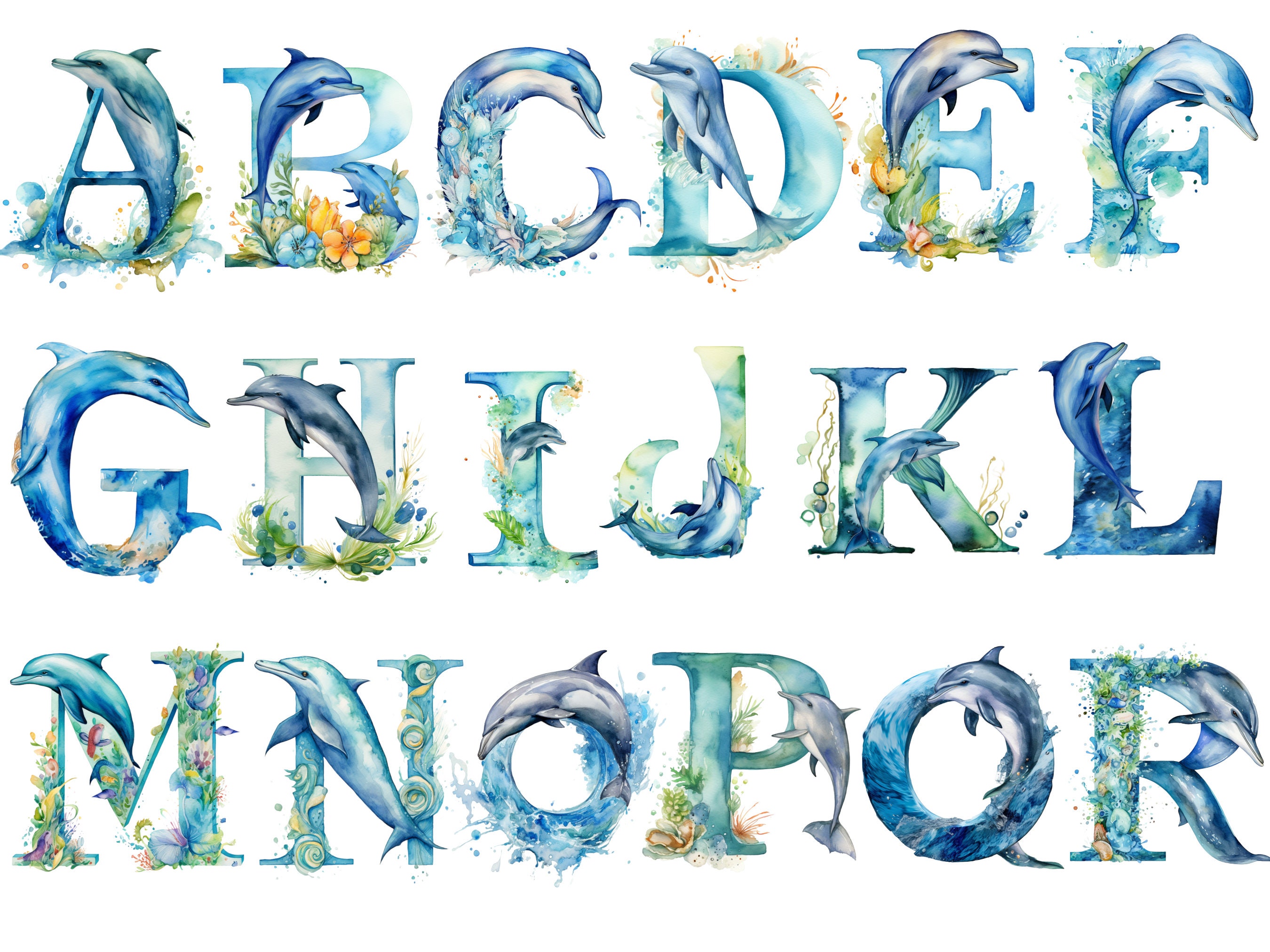 Dolphin Alphabet Letters Png Alphabet Png Instant Download - Etsy UK