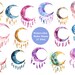 Watercolor 37 Boho Moon Clipart, PNG Digital Files on Transparent ...
