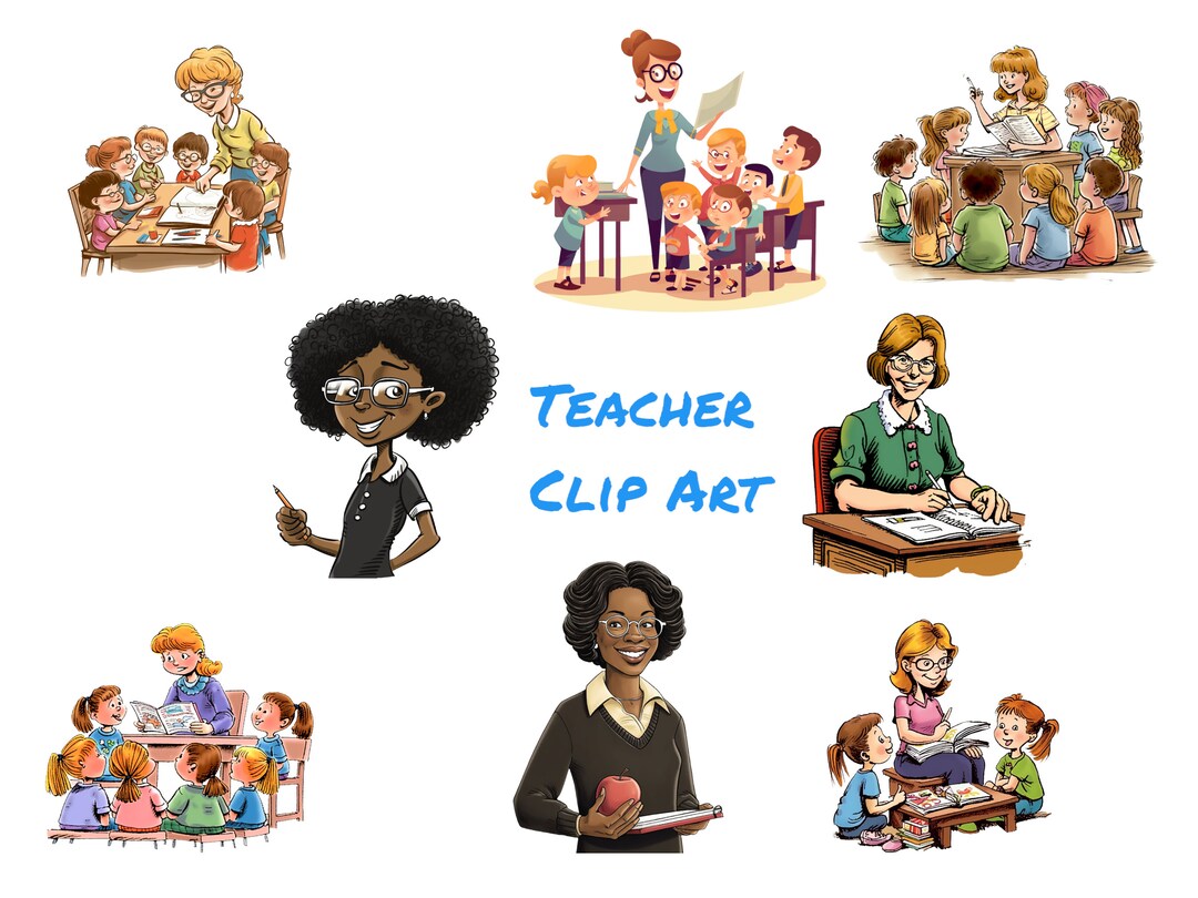 Teacher Clip Art, PNG Digital Files on Transparent Background ...
