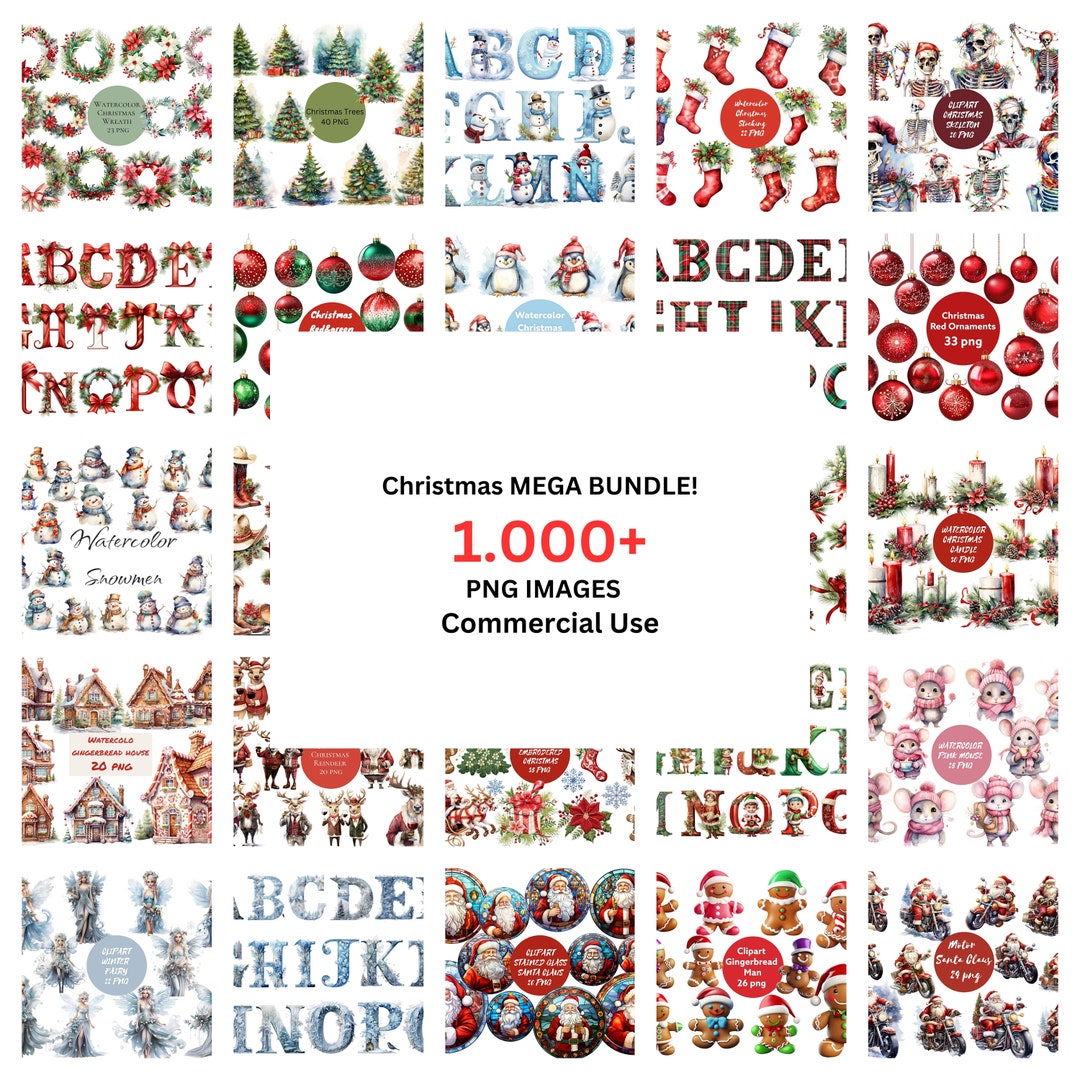 CHRISTMAS MEGA BUNDLE, 1000+ Images, Lifetime Access, 64 Listings ...