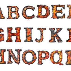 Watercolor Lava Alphabet Clipart, PNG Individual Images, Commercial Use ...