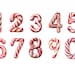 Candy Cane Numbers Watercolor Clipart, Christmas Clipart, PNG ...
