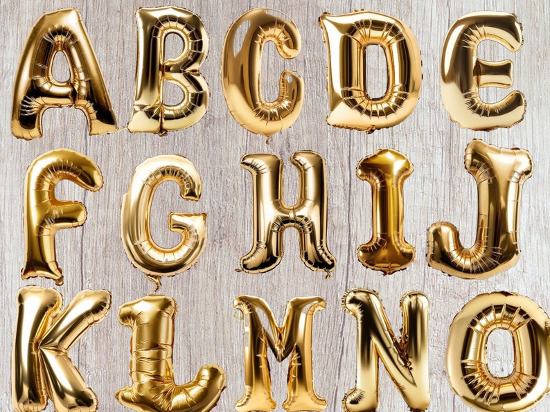 Gold Foil Balloon Alphabet Clip Art Digital Instant Download - Etsy