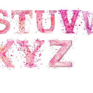Pink Aquarelle Alphabet Clipart, PNG Individual Images on Transparent ...