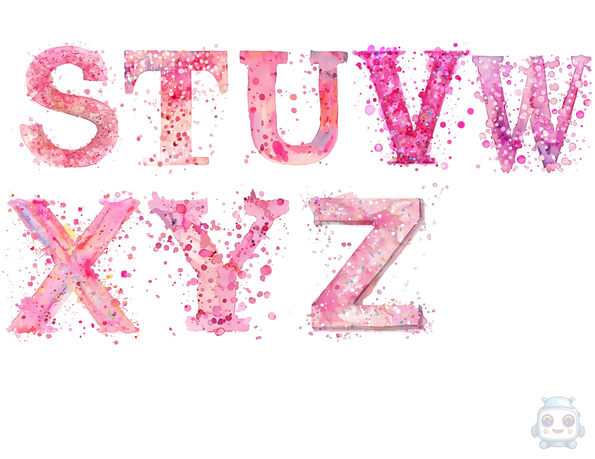 Pink Aquarelle Alphabet Clipart, PNG Individual Images on Transparent ...
