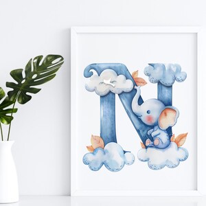Watercolor Elephant Alphabet, Letters Png, Alphabet Png, Instant ...
