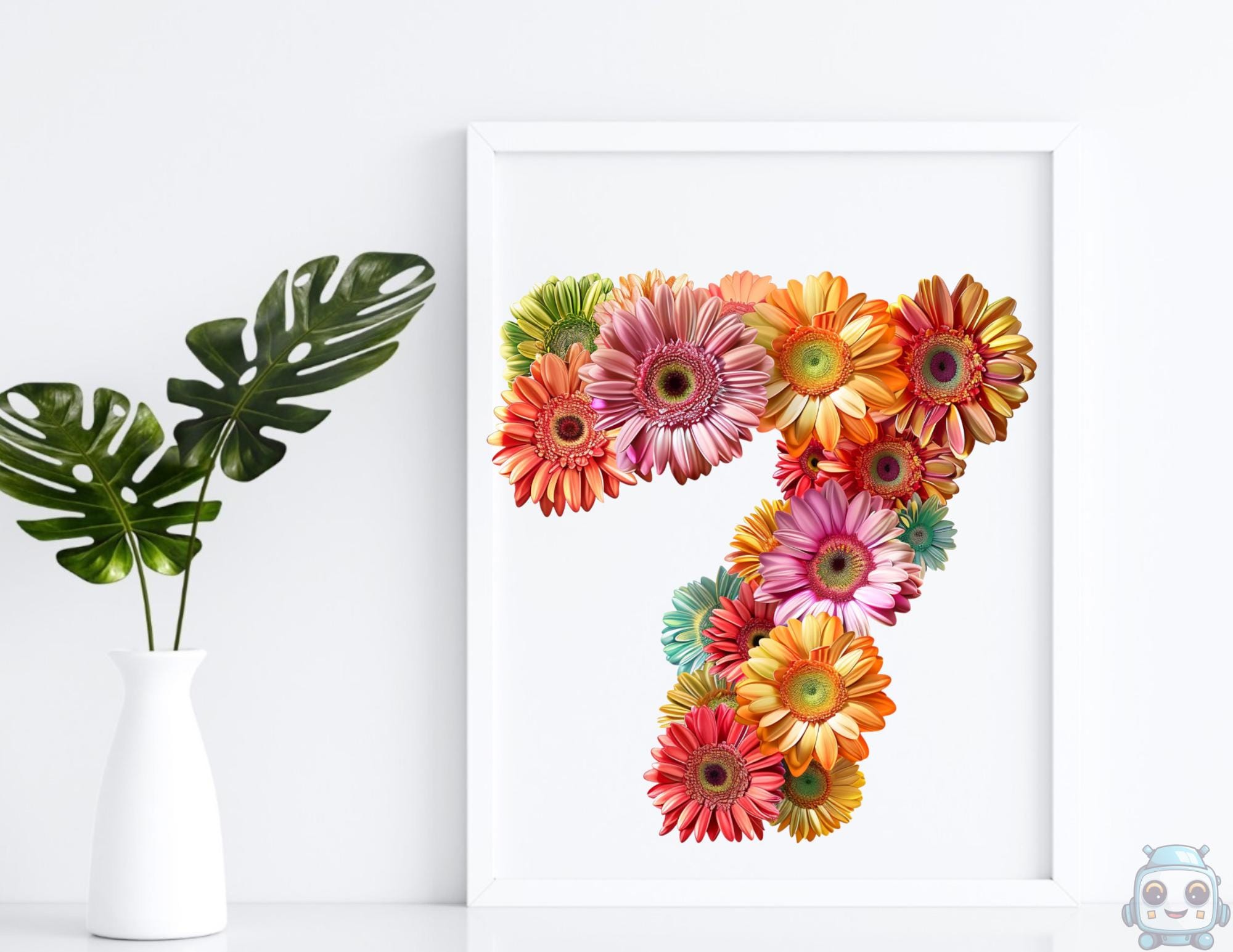 Gerbera Daisy Numbers Watercolor Clipart, Floral Clipart, PNG ...