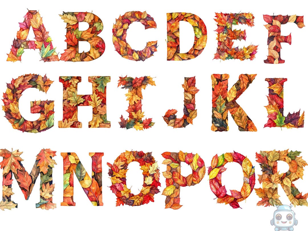 Autumn Leaves Alphabet Clipart - Fall-themed Leaf Letters Set, Instant ...