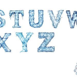 Ice Alphabet Watercolor Clipart, Alphabet Clipart, PNG Individual ...