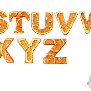 Orange Alphabet Watercolor Clipart, Alphabet Clipart, PNG Individual ...