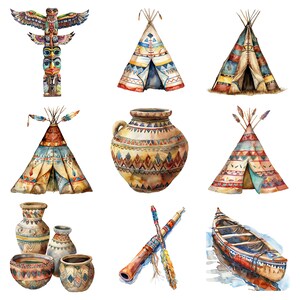 Watercolor American Indian Clipart, Native American PNG Individual ...