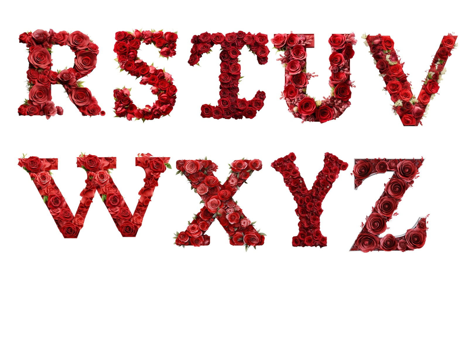 Red Roses Alphabet Clipart Alphabet Transparent Background - Etsy