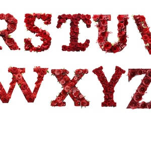 Red Roses Alphabet Clipart , Alphabet, Transparent Background, High ...