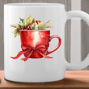 Watercolor Christmas Mugs Clipart, PNG Digital Files on Transparent ...