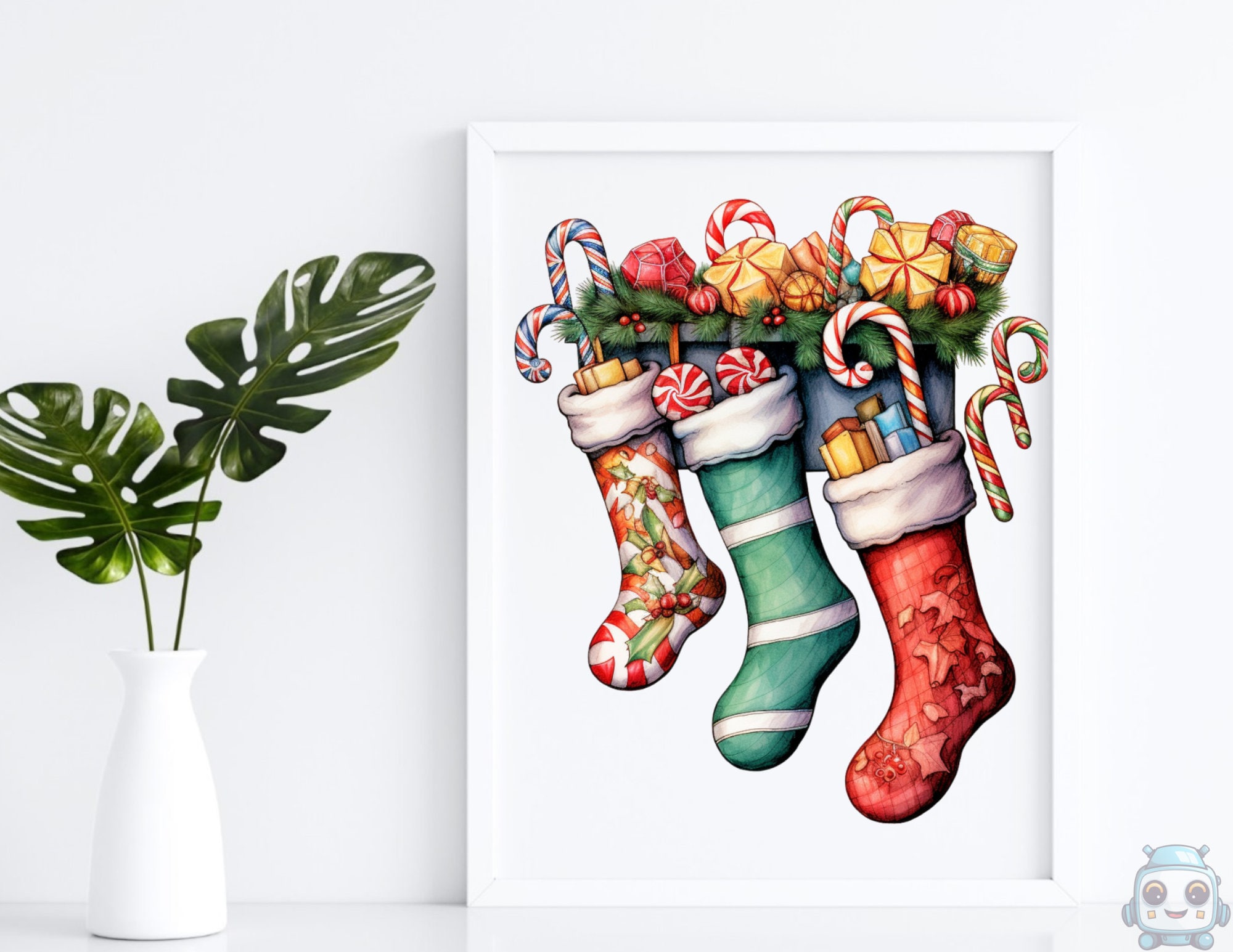 45 Christmas Stockings Watercolor Clipart, Christmas Clipart, PNG ...