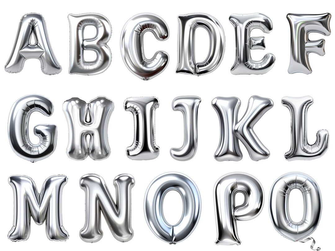 Silver Foil Balloon Alphabet Clip Art Graphics in PNG Format for ...