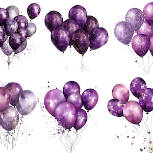 Violet Balloons Clipart, Glitter and Foil Confetti Party Clipart for ...