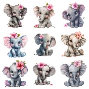28 Cute Baby Elephants Clipart, Animals Clipart, PNG Individual Images ...