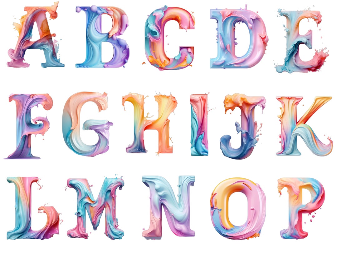 Colorful Alphabet, Transparent Background, High Quality, Clipart, 12x12 ...