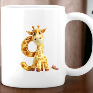 Watercolor Giraffe Numbers Clipart, PNG Individual Images, Commercial ...