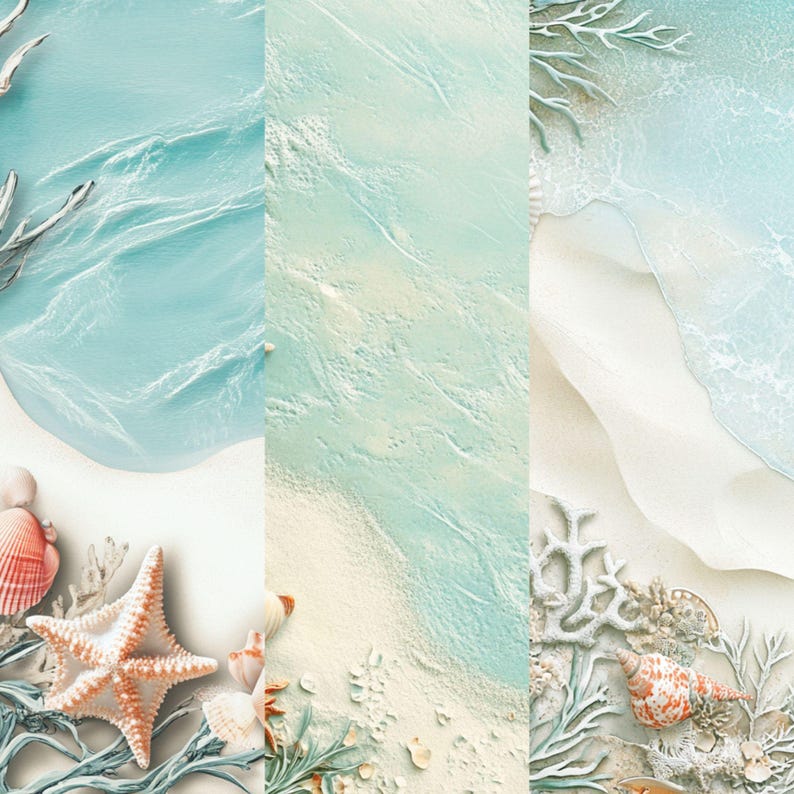 Beach Sand Digital Paper – 18 Ocean & Shoreline Backgrounds With ...