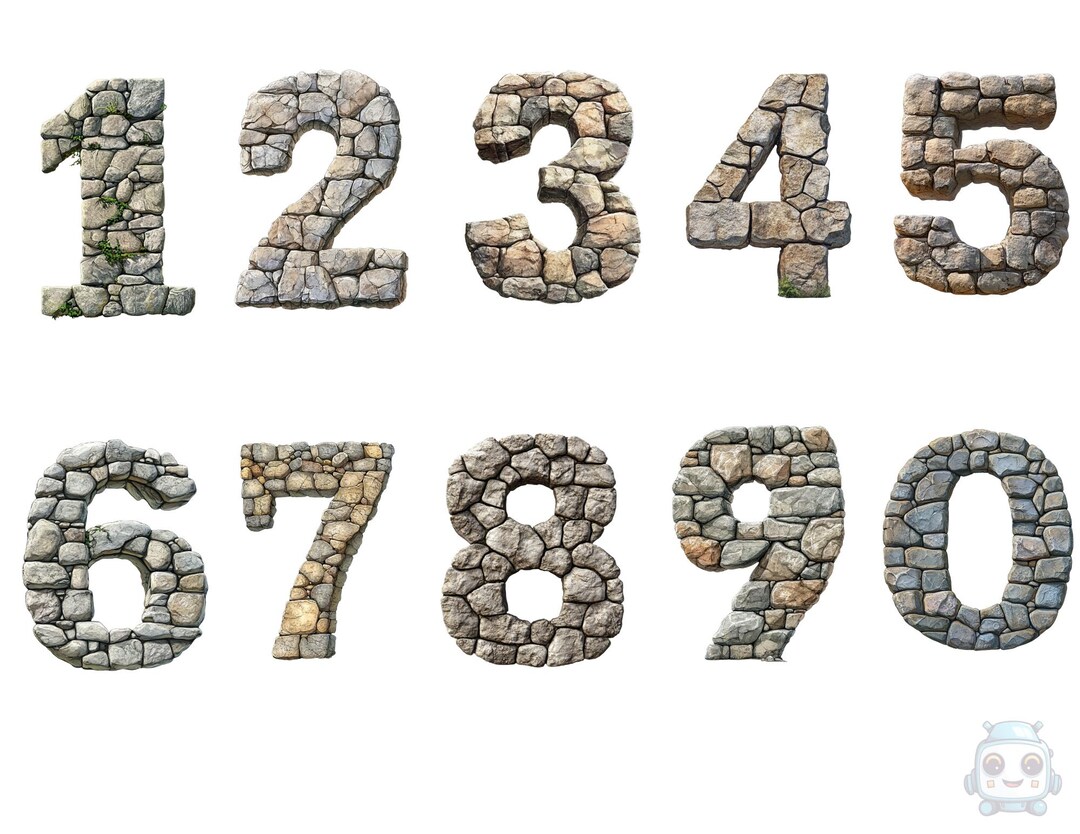 Stone Wall Numbers PNG Clipart | Rustic Stone Texture Numbers Instant ...
