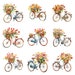20 Floral Bicycles Watercolor Clipart, Floral Clipart, PNG Individual ...