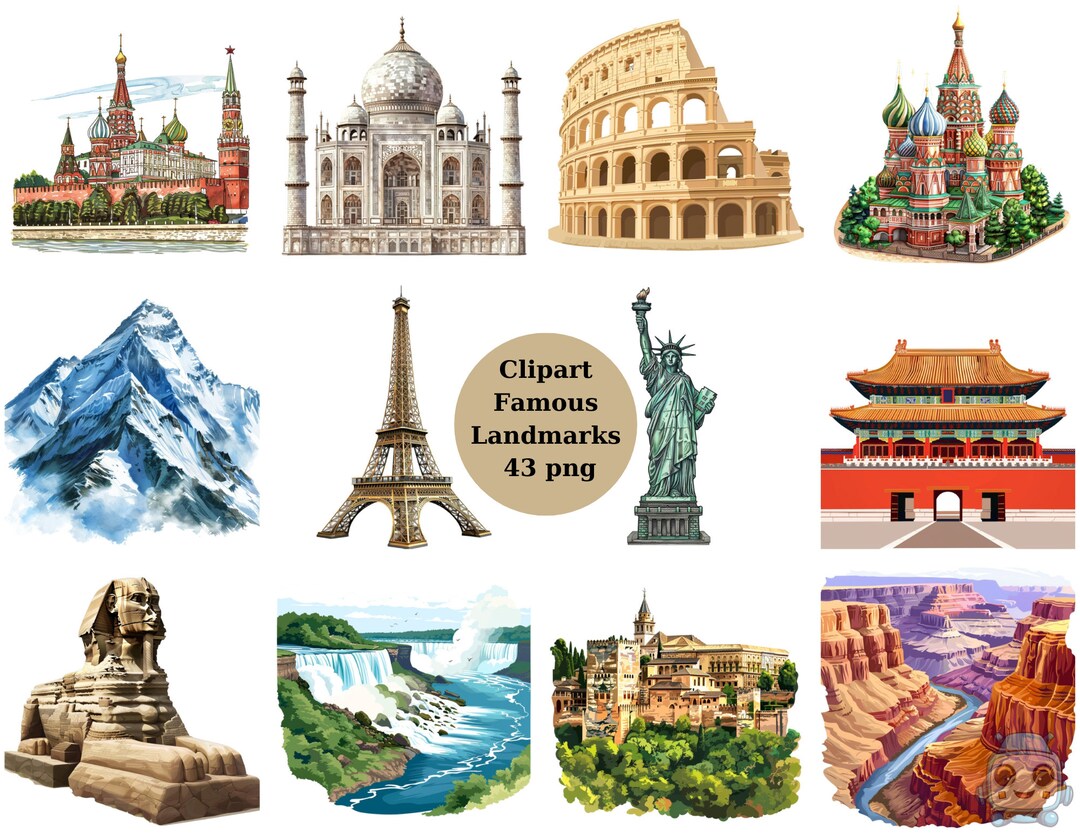Famous Landmarks Clipart, PNG Individual Images on Transparent ...