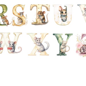 Watercolor Mouse Alphabet in PNG for Commercial Use Instant Download ...