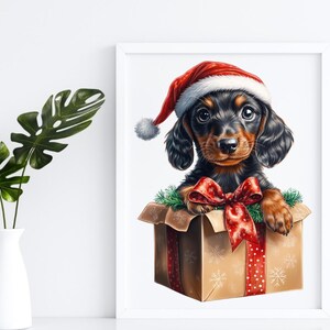 36 Santa Dachshunds Watercolor Clipart, Christmas Clipart, PNG ...