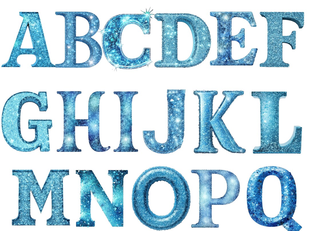 Blue Glitter Alphabet Clipart , Alphabet, Transparent Background, High ...