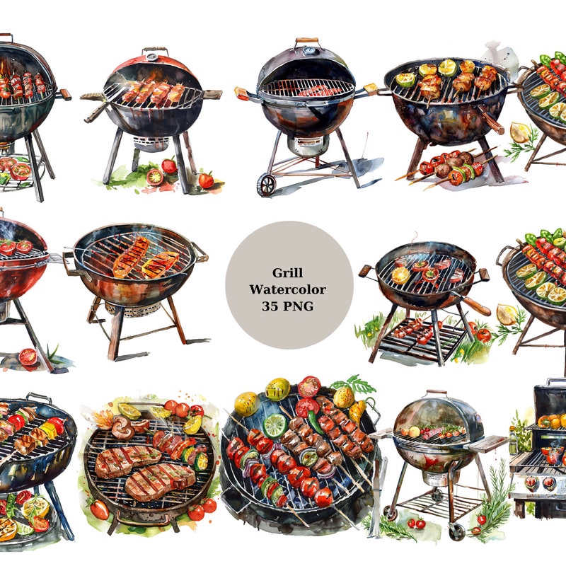 Bbq Watercolor Clipart - Etsy