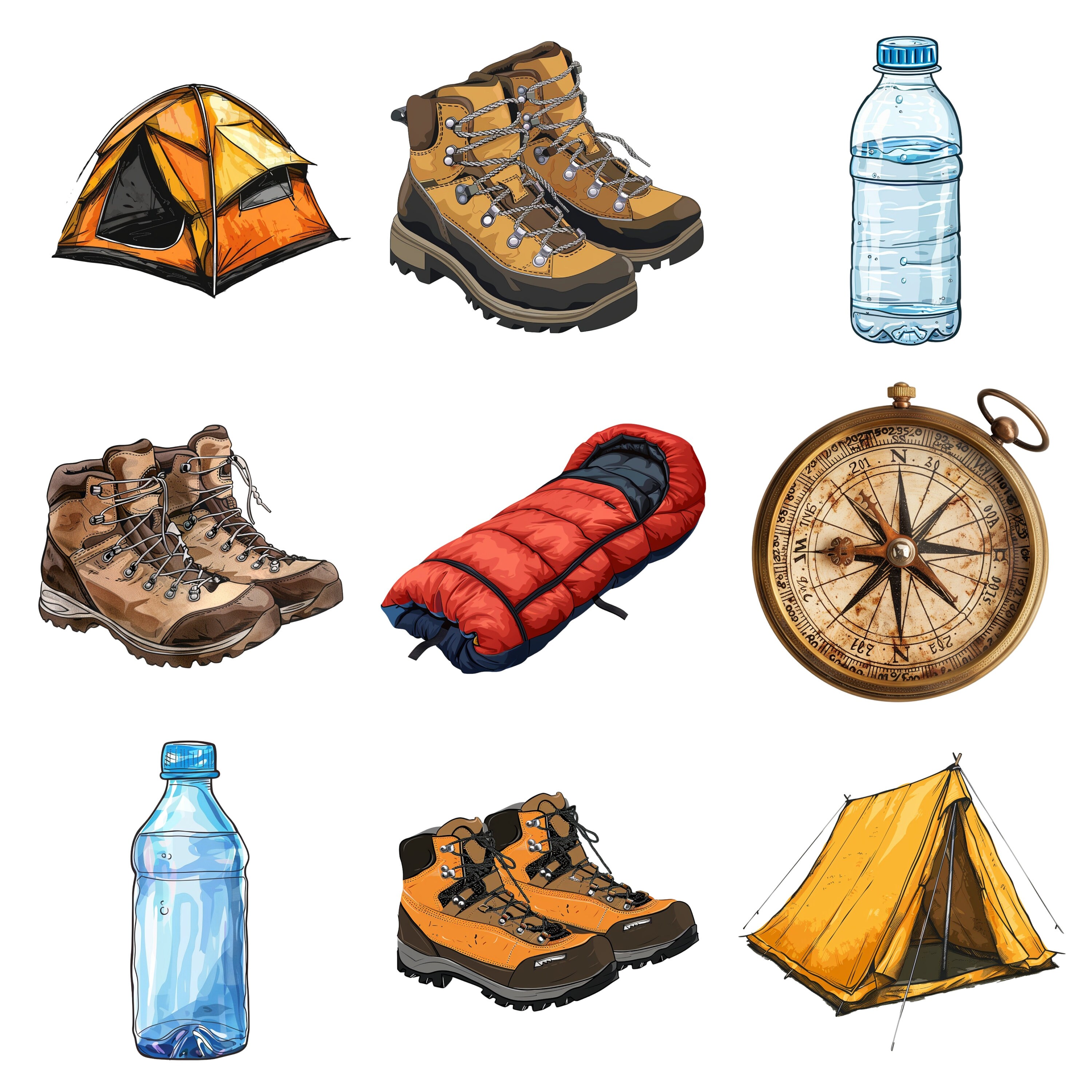 Camping Clipart, PNG Individual Images on Transparent Background ...