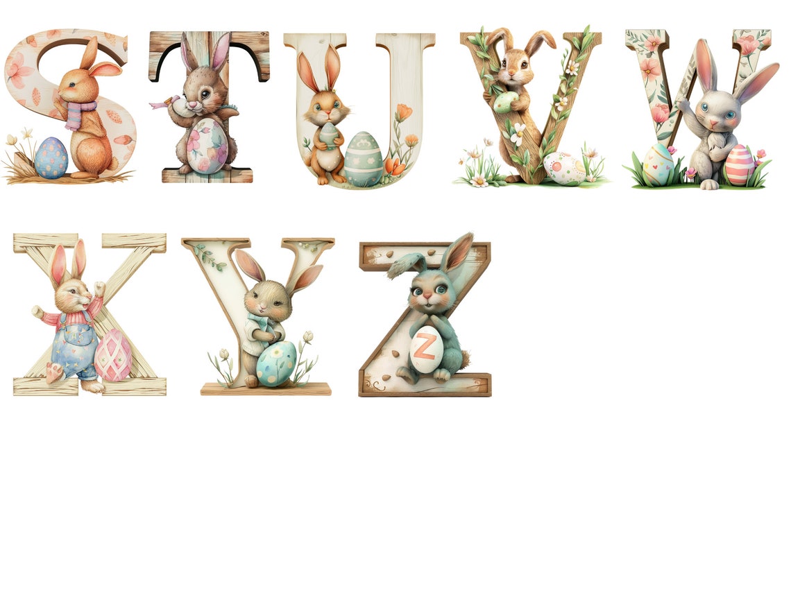 Easter Bunny Alphabet, Letters Png, Alphabet Png, Instant Download for ...
