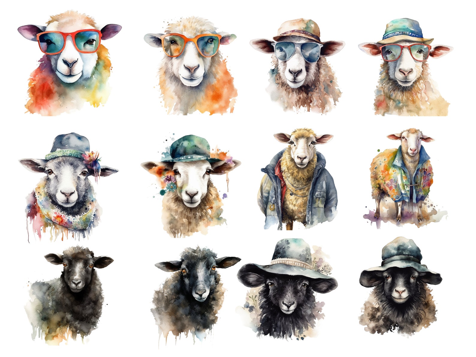 Sheep Bundle Farm Animals Watercolour 32 PNG Images - Etsy