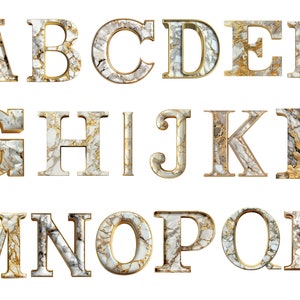 Watercolor Gold Marble Alphabet Clipart, PNG Individual Images on ...