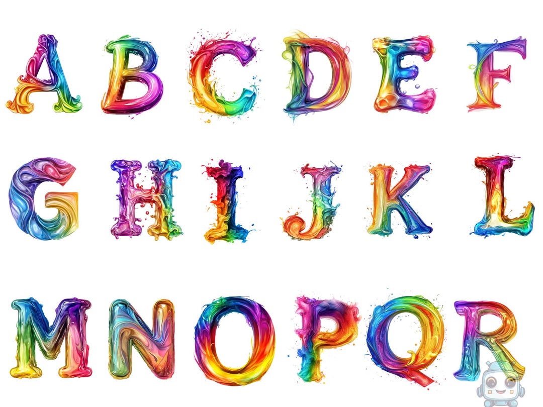 Rainbow Swirl Alphabet Clipart - Colorful Letters Set PNG for Bright ...