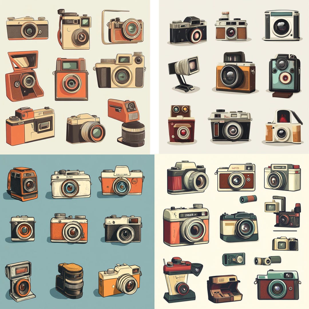 Retro Camera Clipart Bundle – Vintage Film Camera Stickers for ...