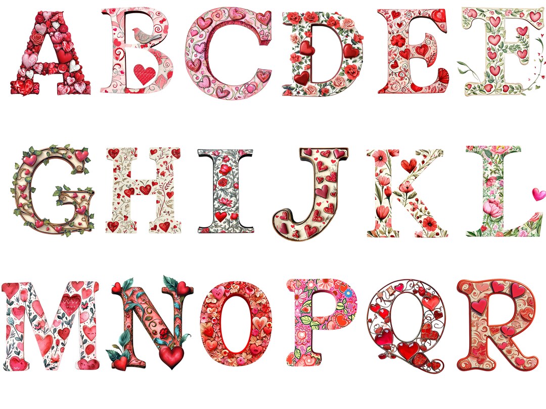 Valentines Alphabet, Letters Png, Alphabet Png, Instant Download for ...