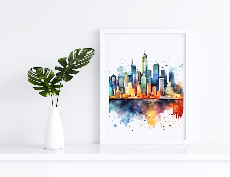 Watercolor New York City Clipart PNG Digital Files on White - Etsy