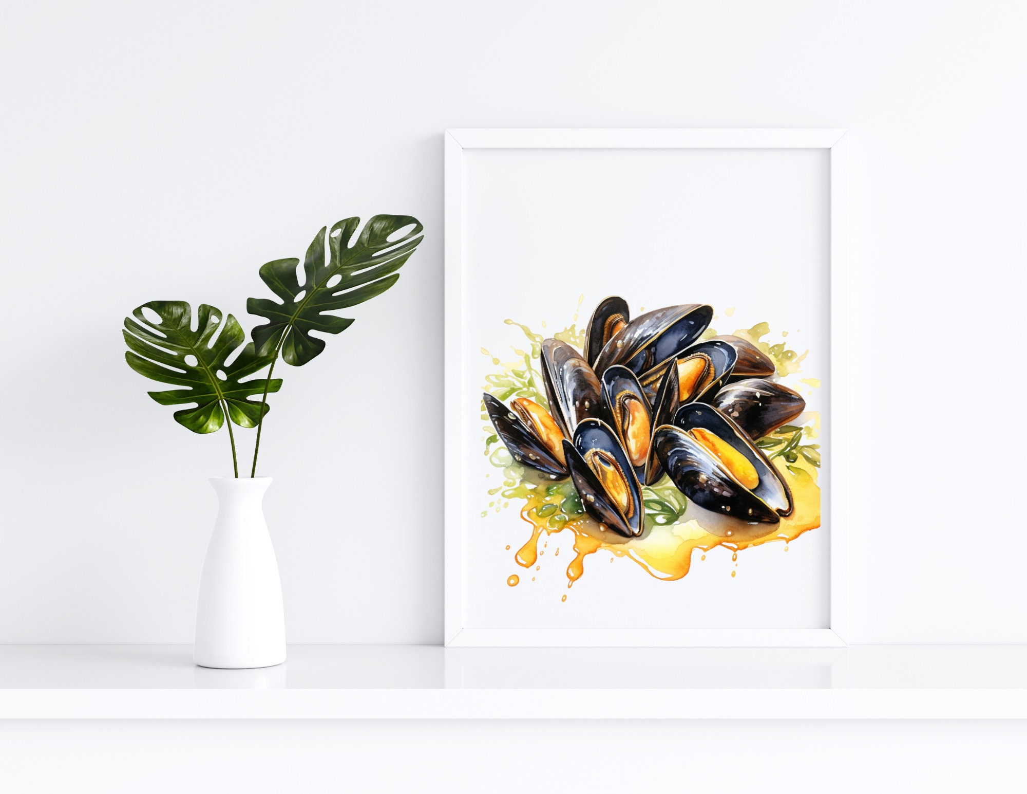 Watercolor Mussels Clipart PNG Digital Files on Transparent - Etsy