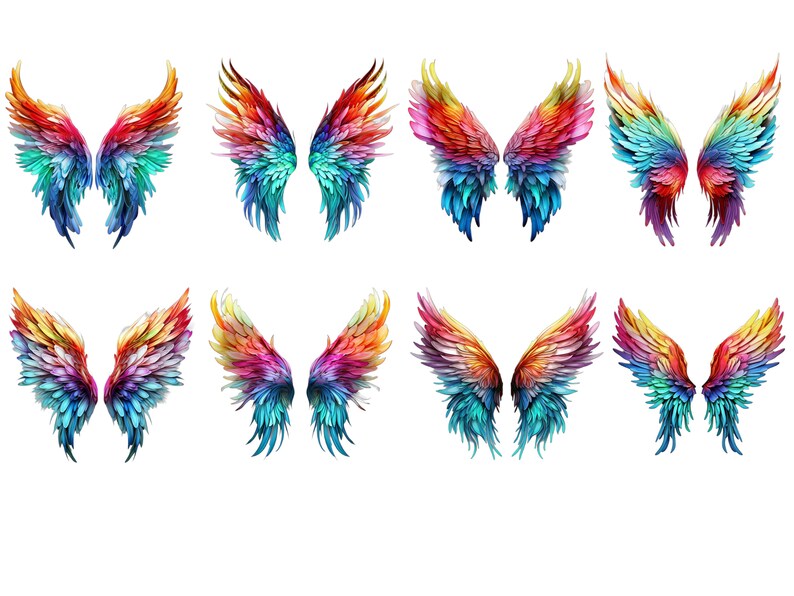 Clipart Colorful Wings, Transparent Background, High Quality, Clipart ...