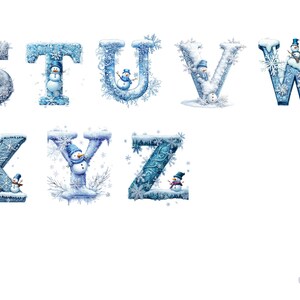 Winter Snowman Alphabet Clipart - Frosty Snow Letters PNG Individual ...