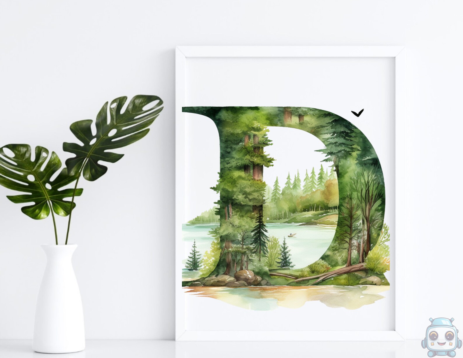 Watercolor Forest Alphabet Clipart, PNG Individual Images on ...