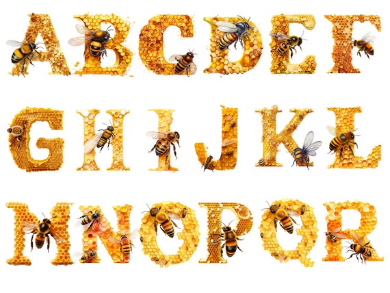 Honeycomb Alphabet Letters Honeycomb Alphabet Stock Illustrations