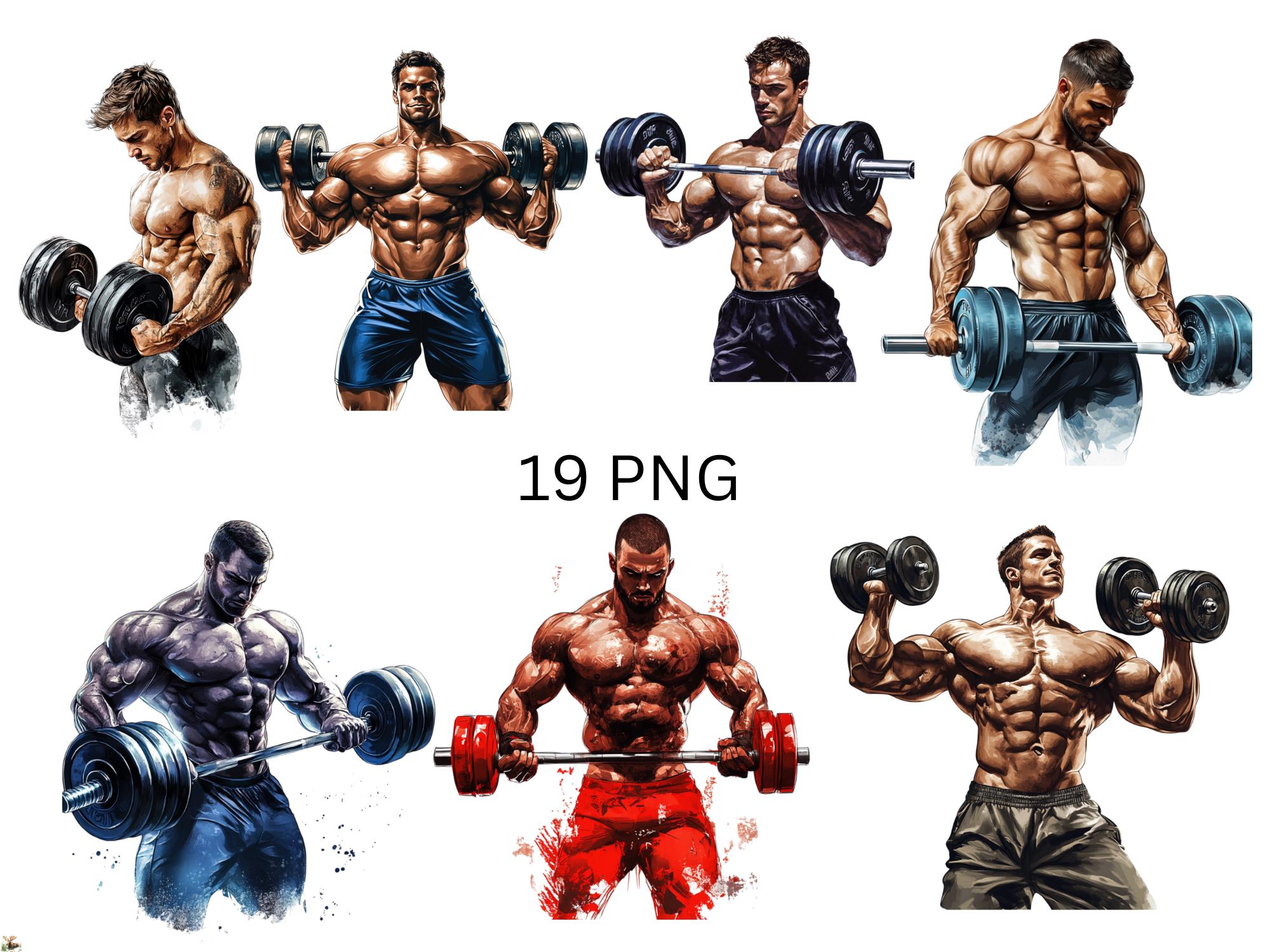 Bodybuilders Training Clipart - 19 PNG Digital Download - Fitness and ...